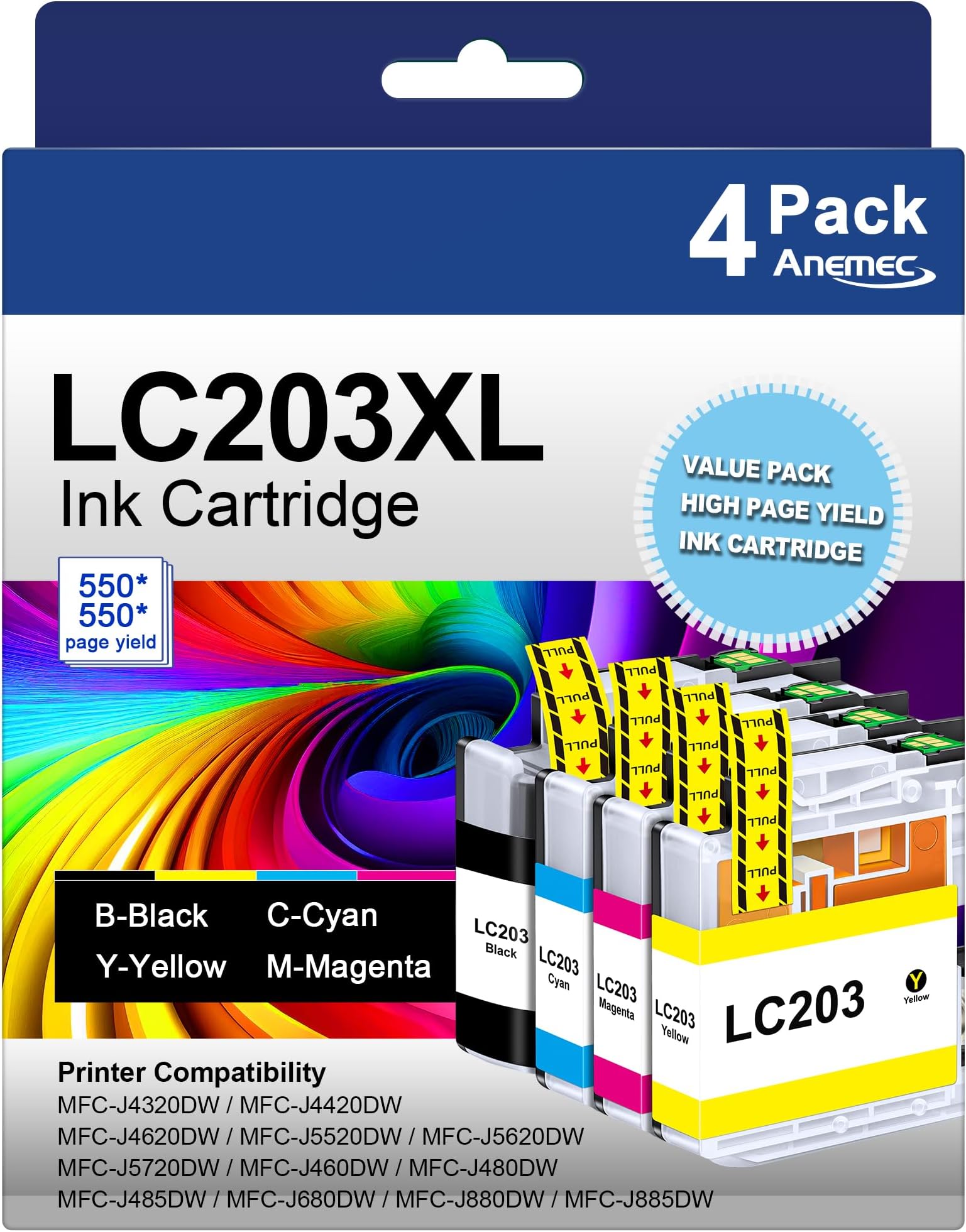 Amazon.com: GENUINE BROTHER LC201 LC201BK LC201C LC201M LC201Y INK ...