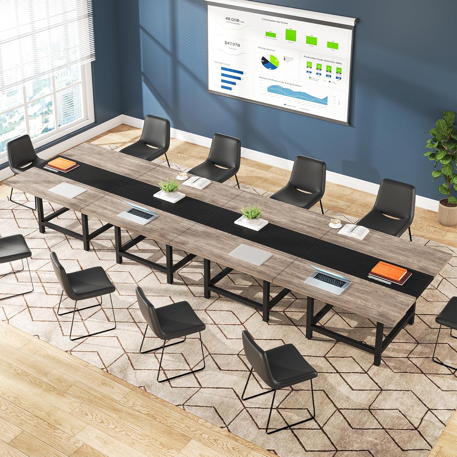 Amazon.com: Tribesigns 13 Ft Long Conference Room Table, Rustic ...