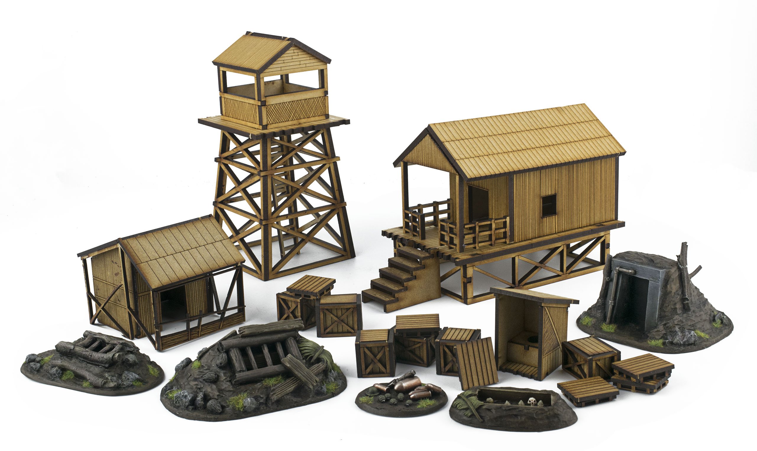 Buy War World Gaming Jungle Warfare MDF & Resin Base Camp - 28mm Heroic ...