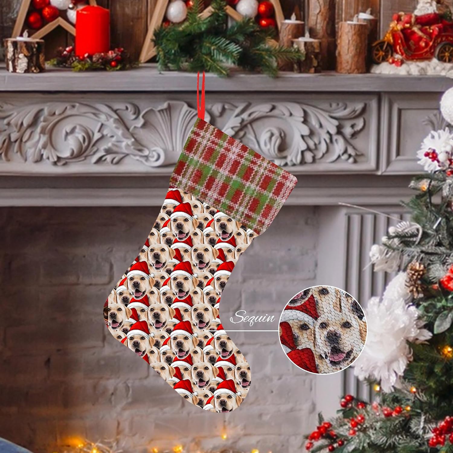 Amazon.com: Personalized Sequin Christmas Stockings with Photo Name ...