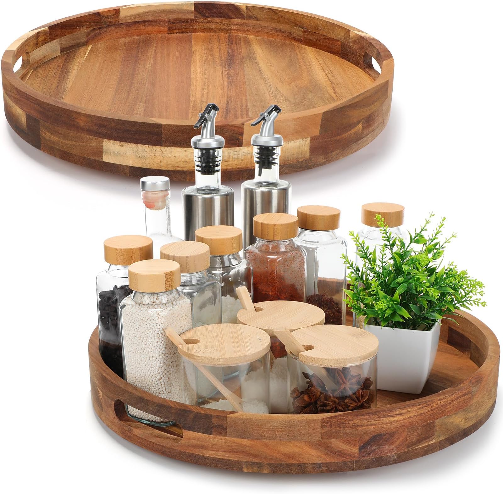Amazon.com - Nitial 2 Pack 16 Inch Acacia Wood Lazy Susan Turntable ...