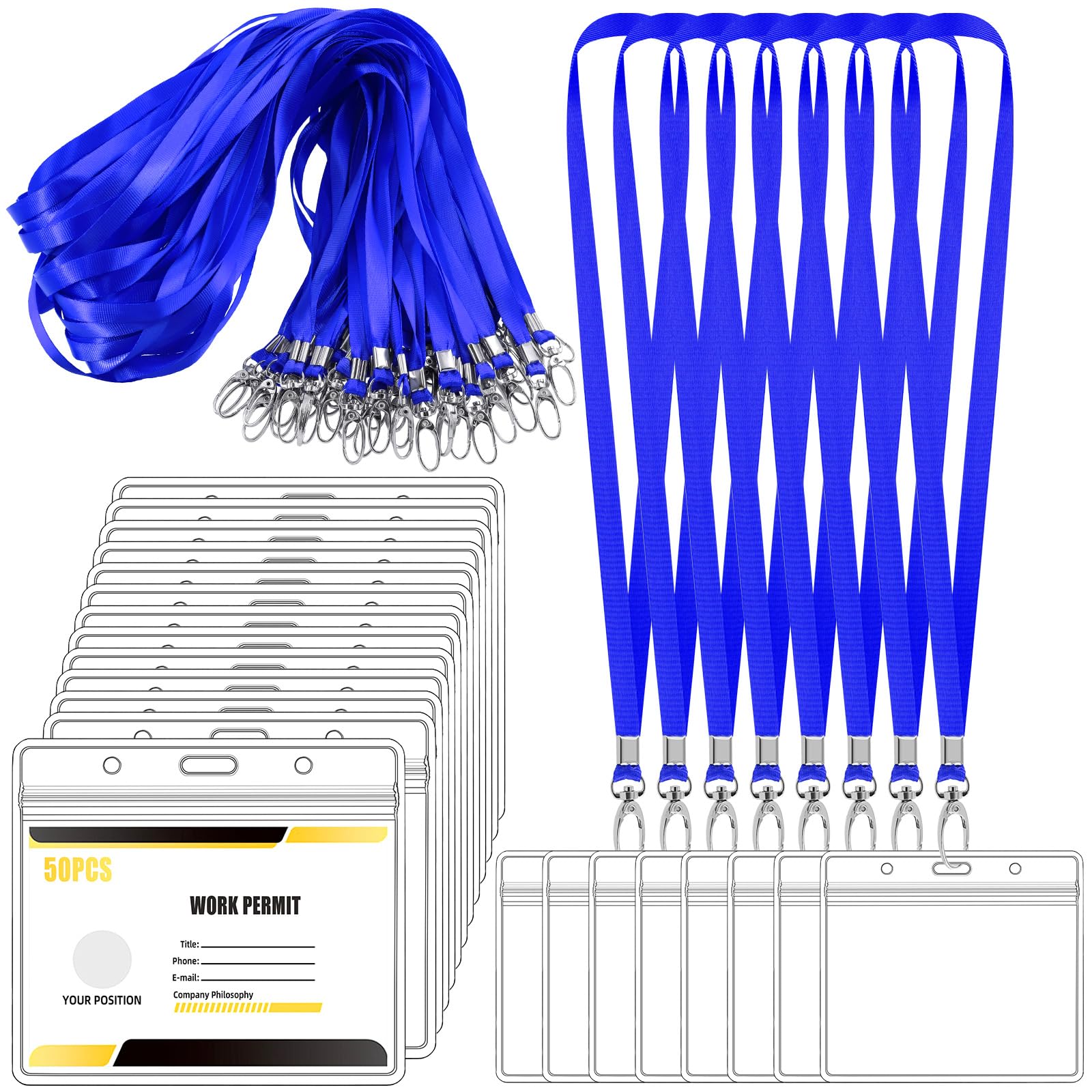 Mardatt 50Pcs Clear Name Tags with Neck Lanyard, Plastic Horizontal ...