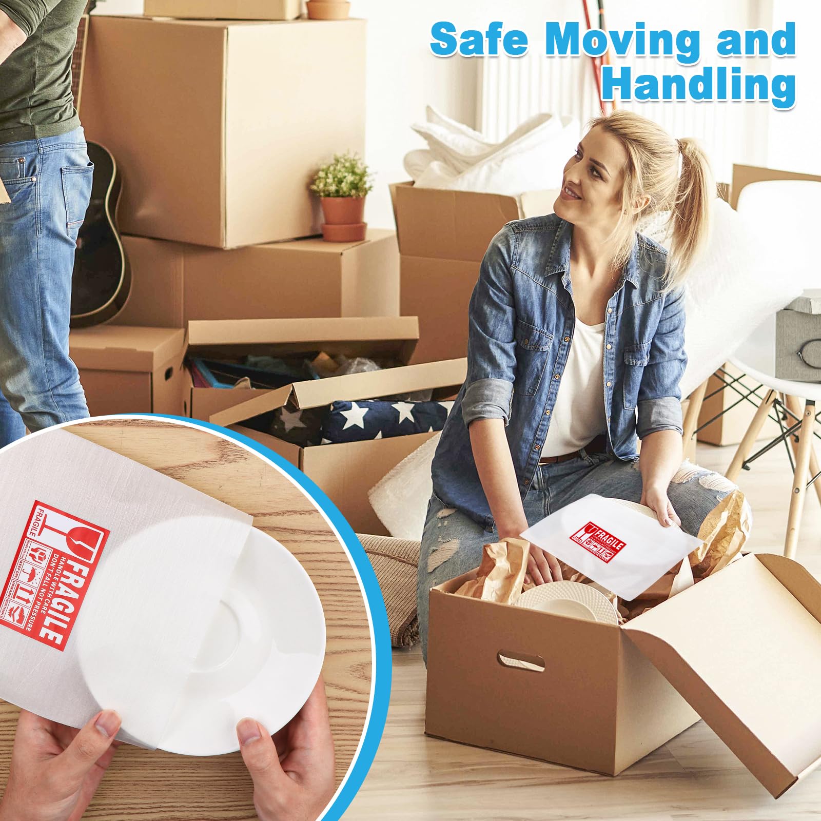 Fragile Stickers For Shipping 200 Pcs Plate Packing Sleeves For Moving ...