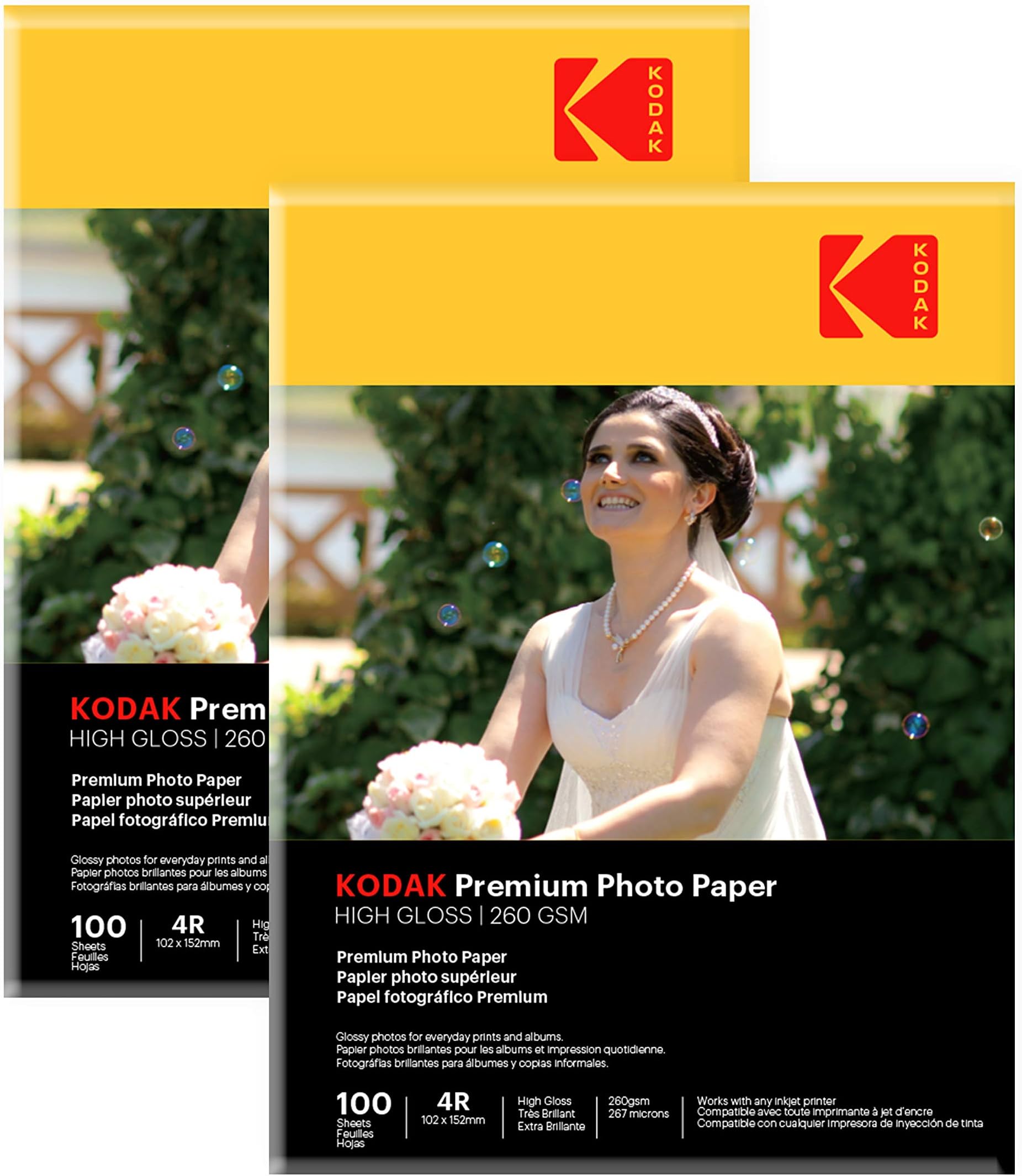 Kodak 270 GSM 4R (4x6) Glossy Photo Paper – Waterproof, Pack of 100 ...