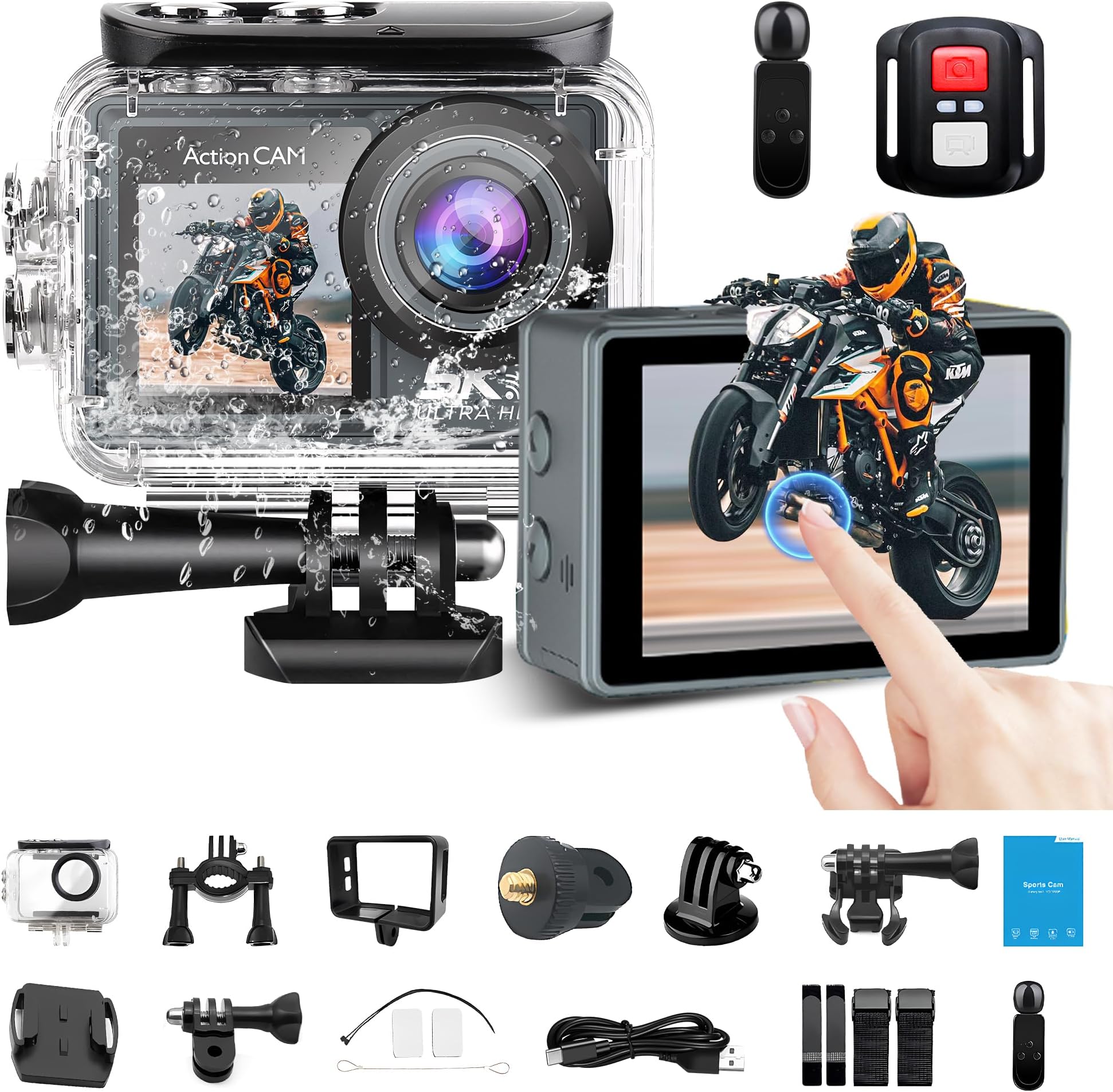 Amazon.com : Apexcam Action Camera 4K/60FPS with 64GB SD Card,131FT ...