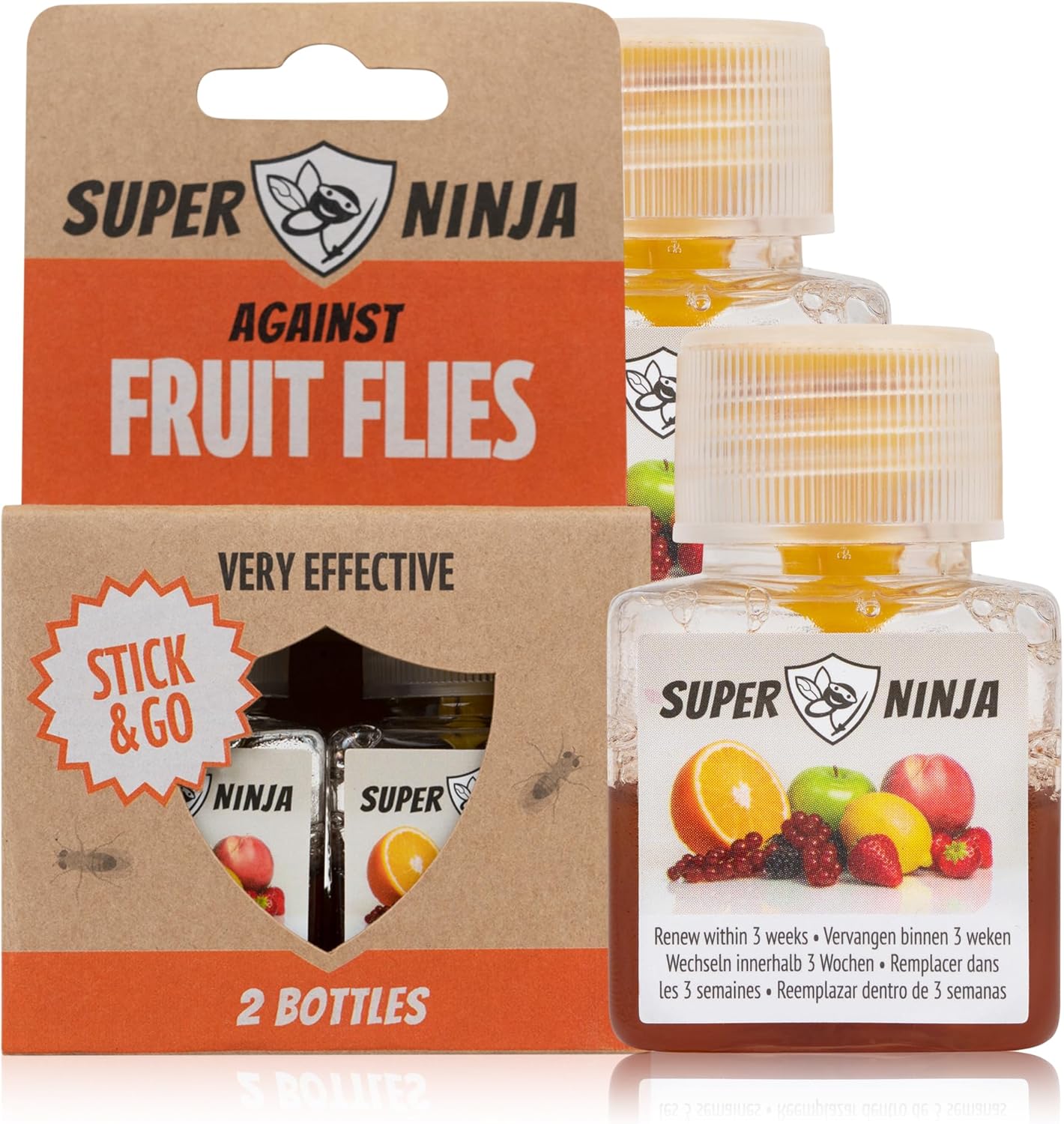 Super Ninja Fruit Fly Trap - 2 Pack - Highly Effective Ecological Fruit ...