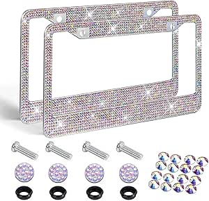 Amazon.com: Bling License Plate Frame for Women, Premium Stainless Steel Rhinestone License ...