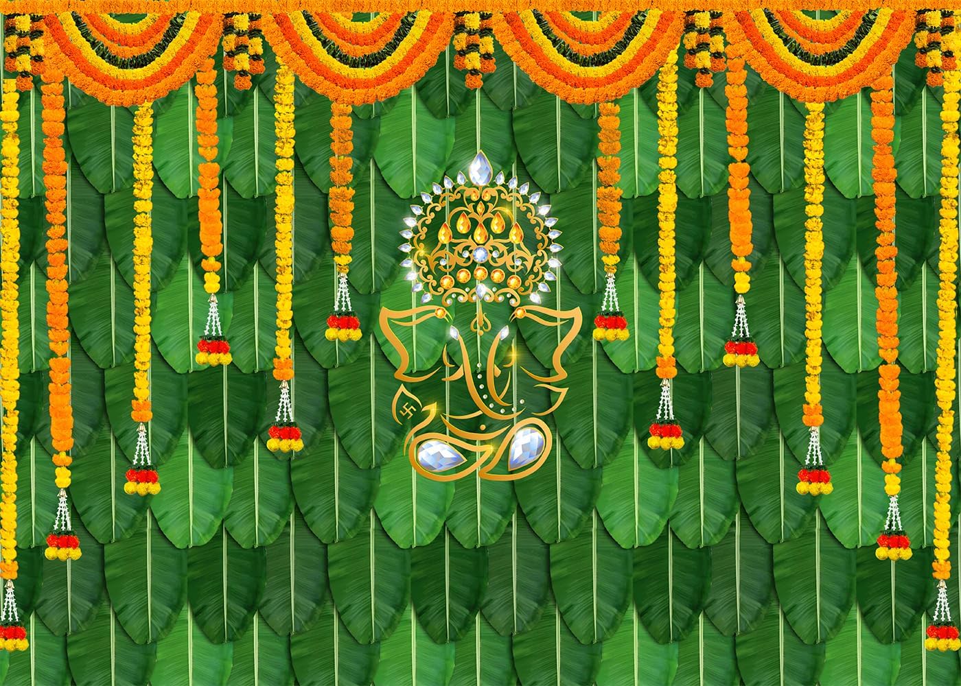 Amazon.com : DULUDA 7x5 FT Pooja Backdrop Indian Ganpati Puja ...
