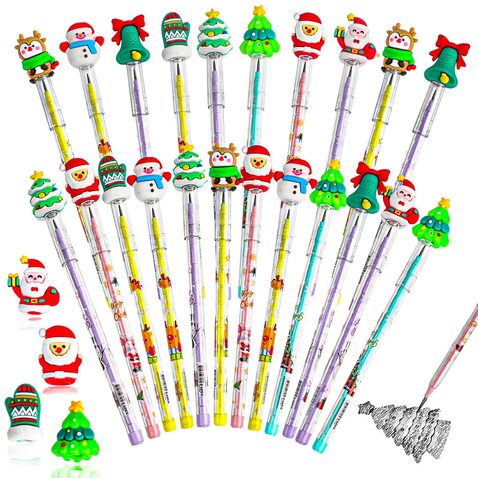 Snapklik.com : FOIMAS 48pcs Christmas Pencils,Christmas Multi Point ...