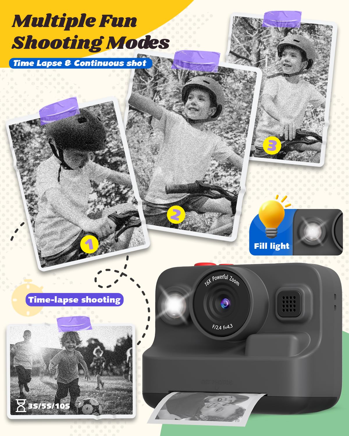 Snapklik.com : Instant Print Camera For Kids, 2.4 Inch Screen, 12MP ...
