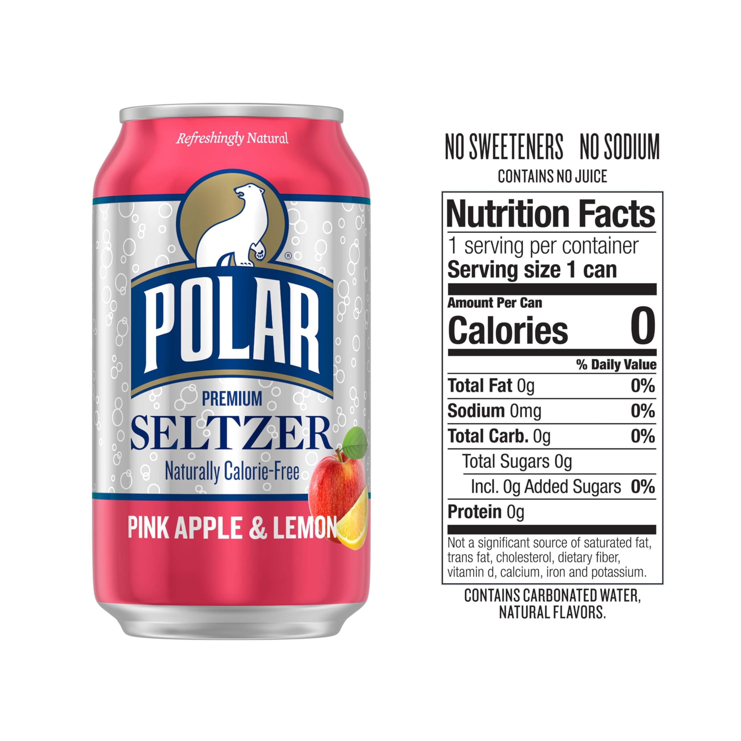 Snapklik.com : Polar Seltzer Pink Apple And Lemon, 12 Fl Oz Cans, 24 Count