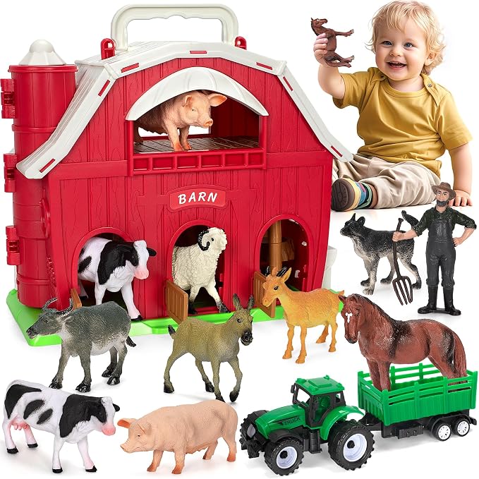 Amazon.com: Farm Animals Toys for 1 2 3 4 5 Year Old Toddlers Girls ...