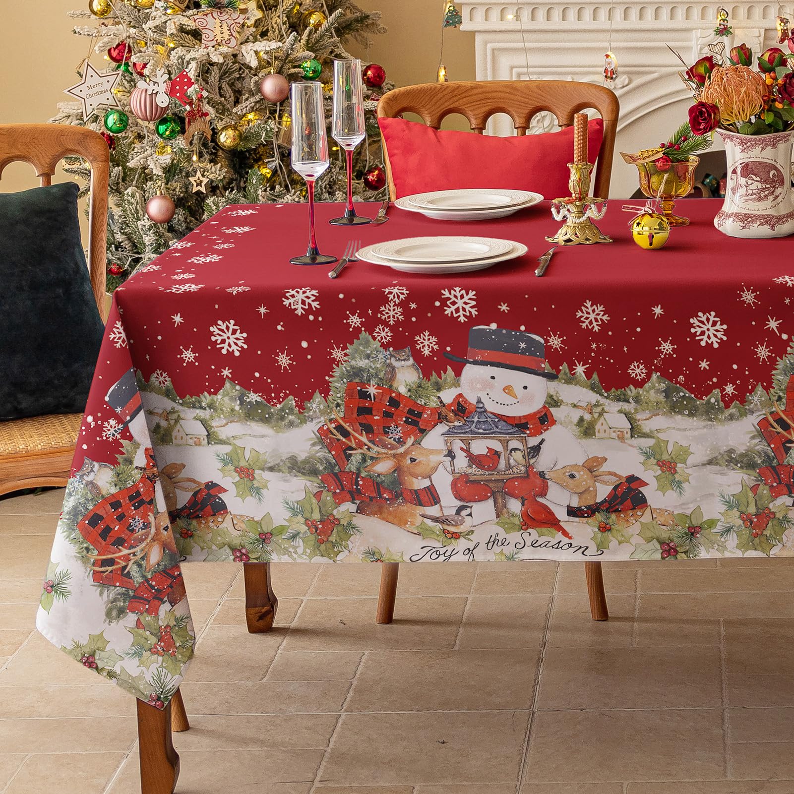 Amazon.com: Romanstile Christmas Tablecloth Rectangle, Printed Winter ...