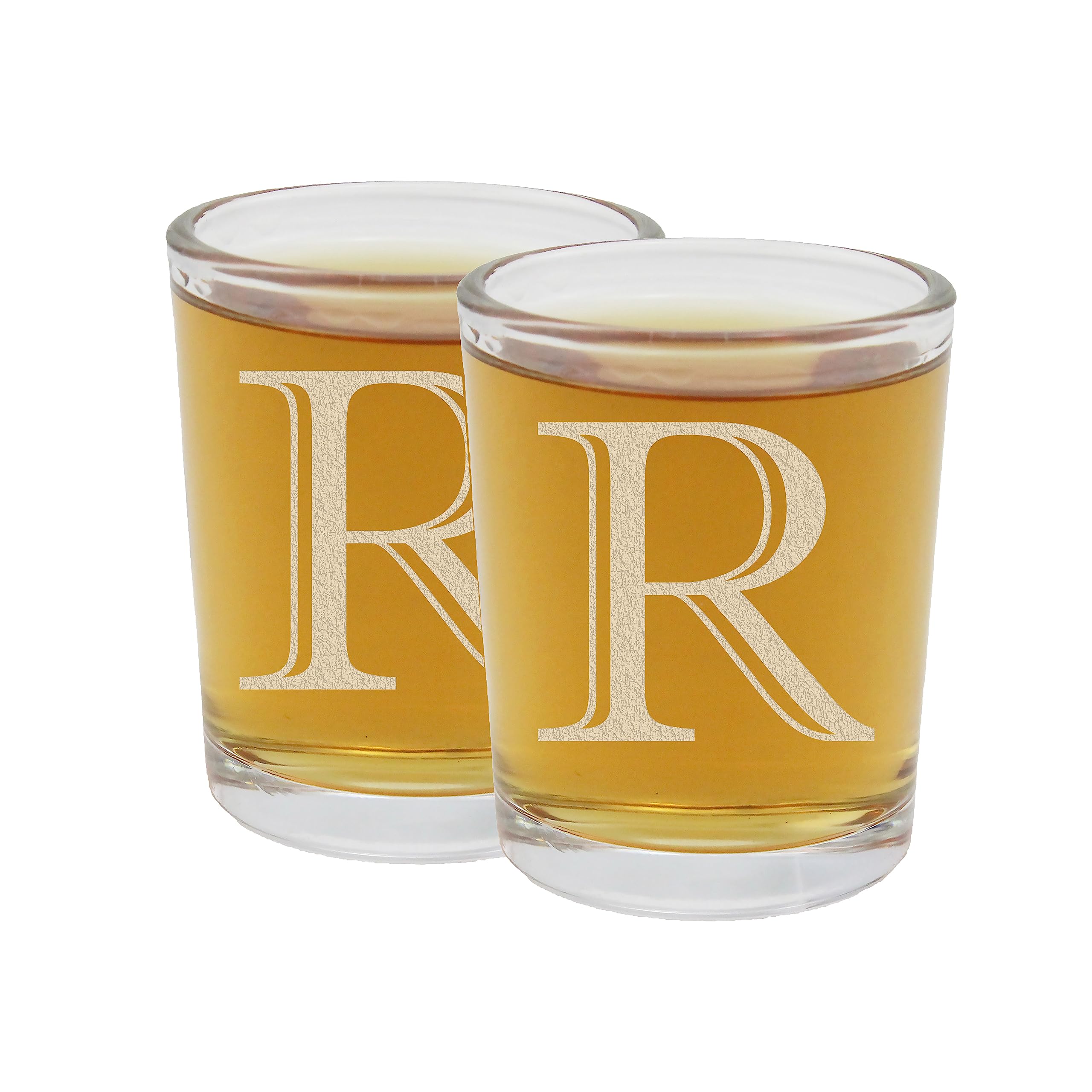 Amazon.com | 2pk Etched Monogram 2.5oz Shot Glasses (Letter R) A-Z ...