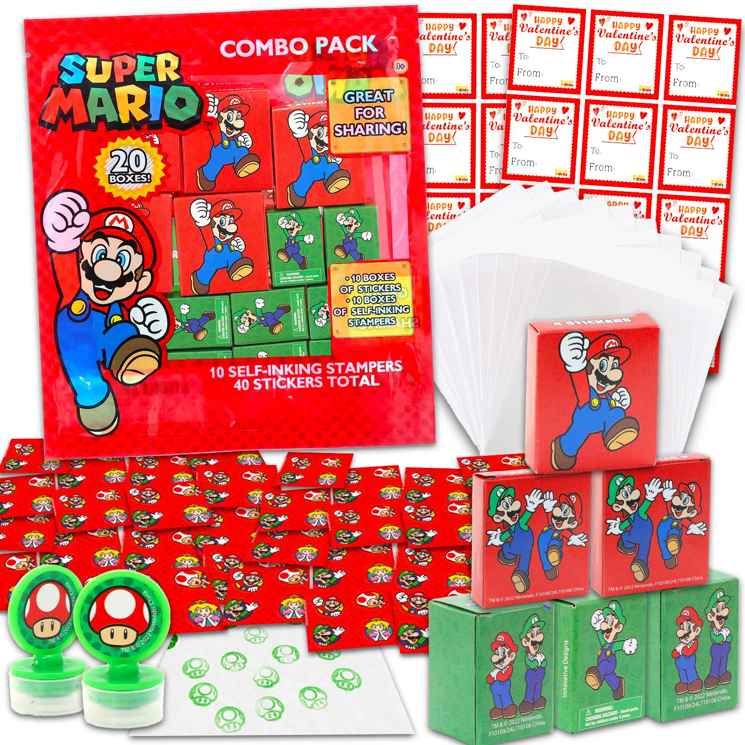 Amazon.com: Super Mario Valentine's Day Classroom Gift Exchange Set ...