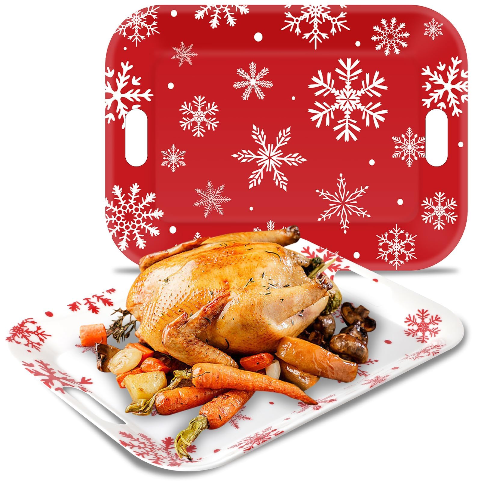 Amazon.com: 2Pcs Winter Serving Trays 16.1 x 11.1 Inch Large Melamine ...