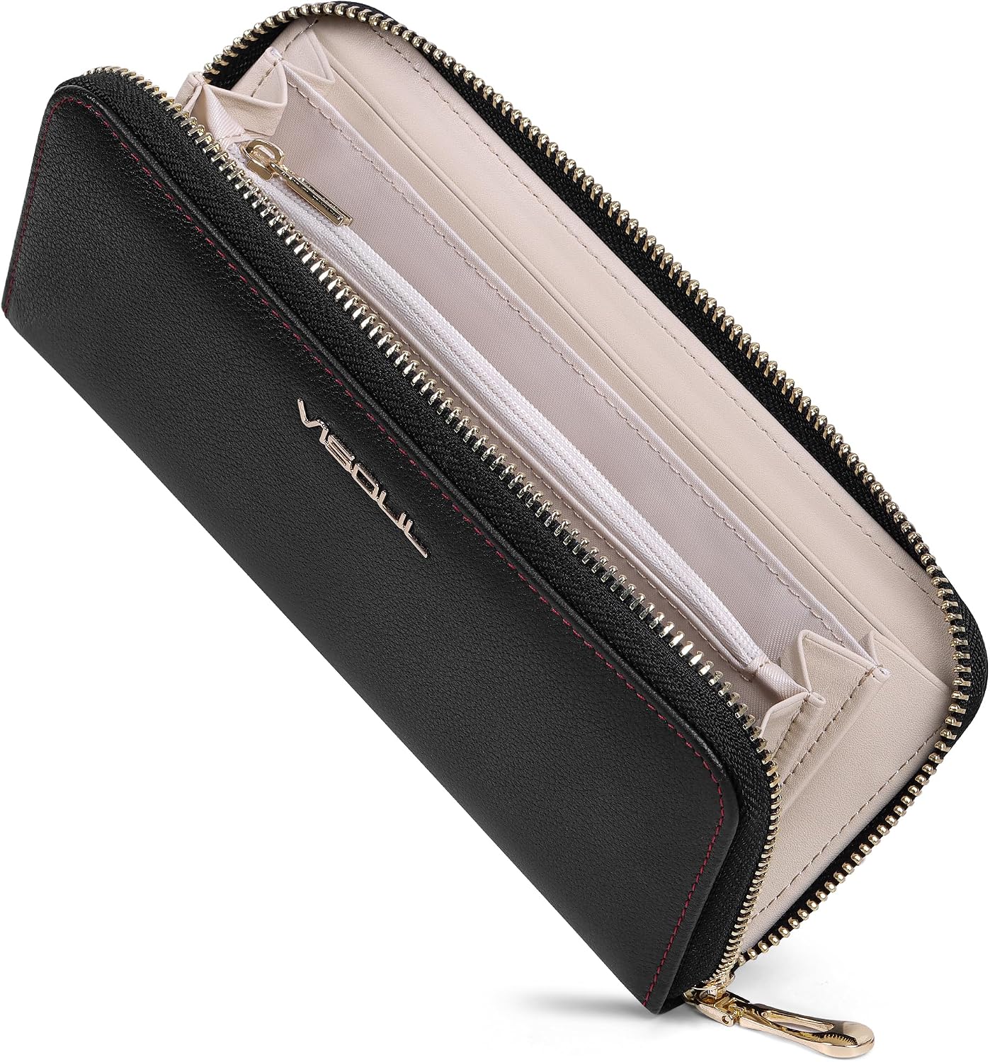 Amazon.com: VISOUL Leather Long Zipper Around Cash Wallets with Coin ...