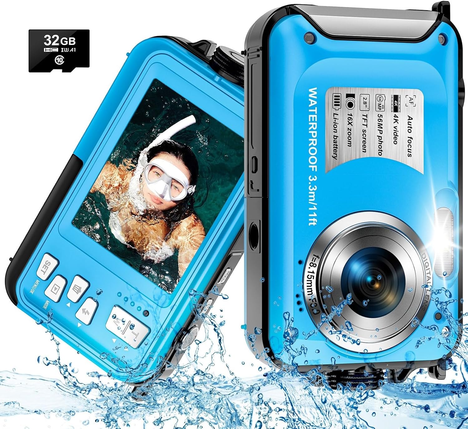 Amazon.com : 4K Waterproof Camera with 32GB Card 11FT Floatable Digital ...