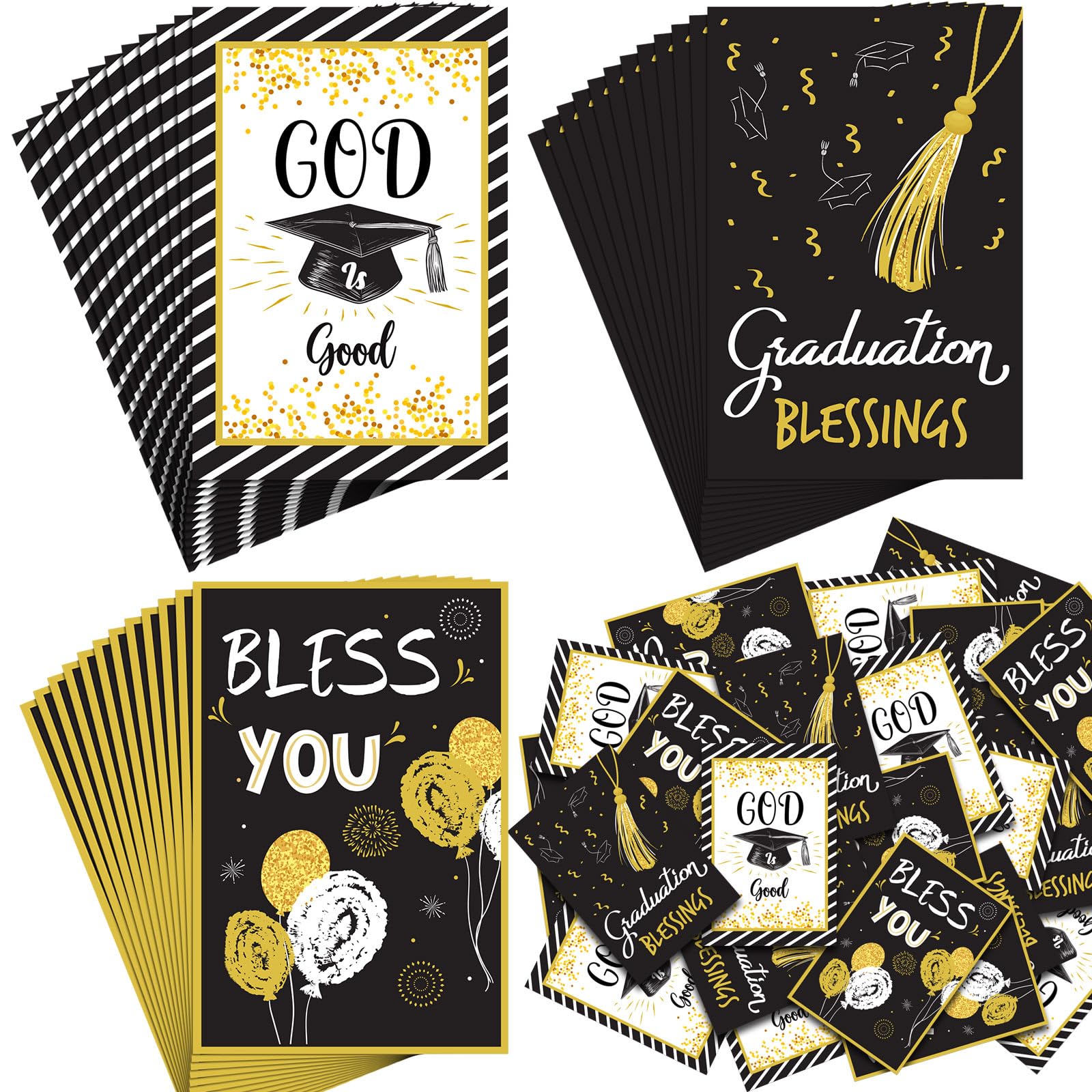 Amazon.com : Affrolling 36 Pcs Religious Graduation Card 2024 Gold Foil ...