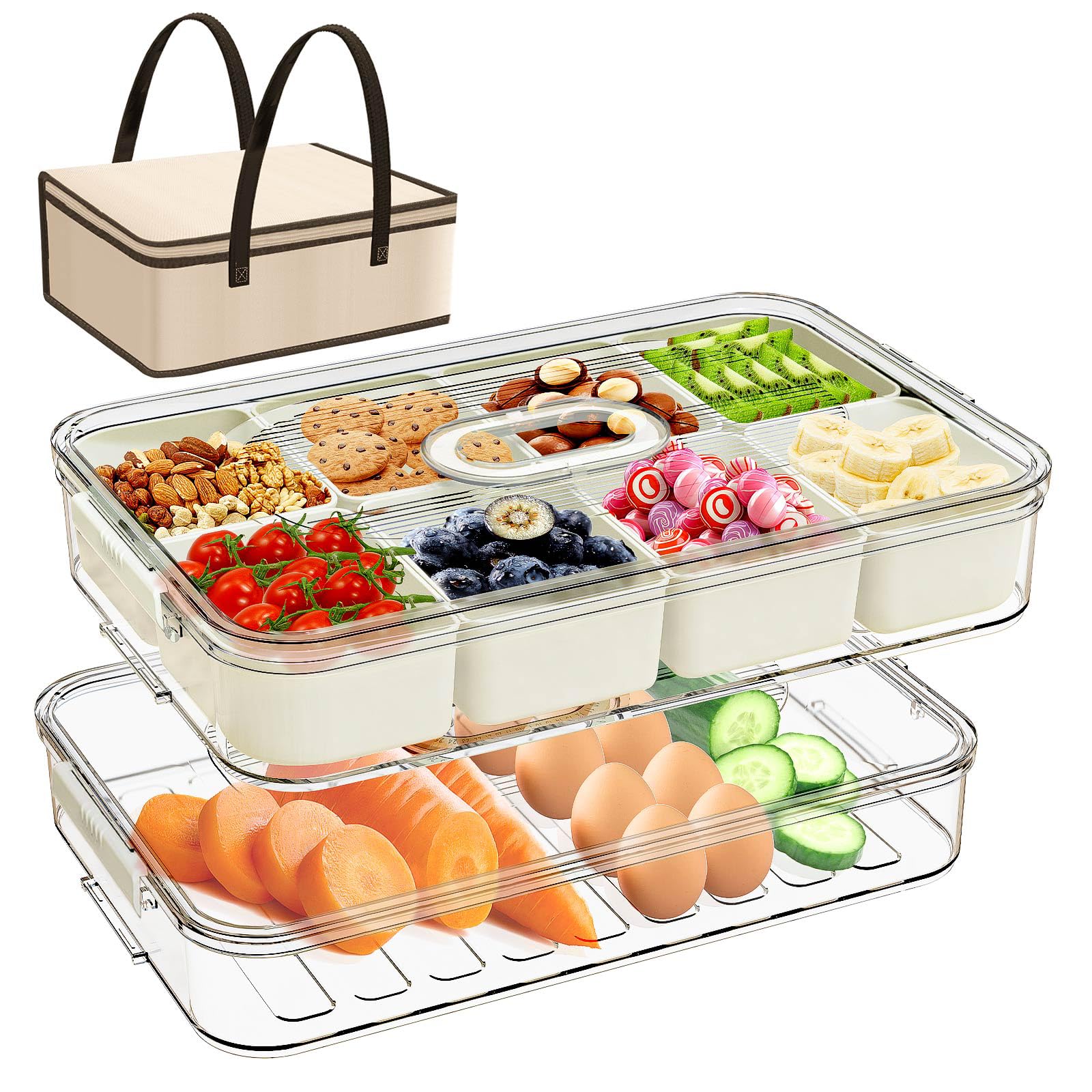 Amazon.com: Snack Box Containers, Divided Serving Snack Tray with Lid ...