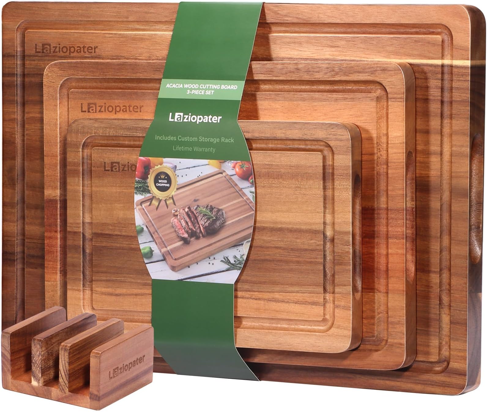Amazon.com: Wood Cutting Boards Set of 3 for Kitchen, Thick Chopping ...