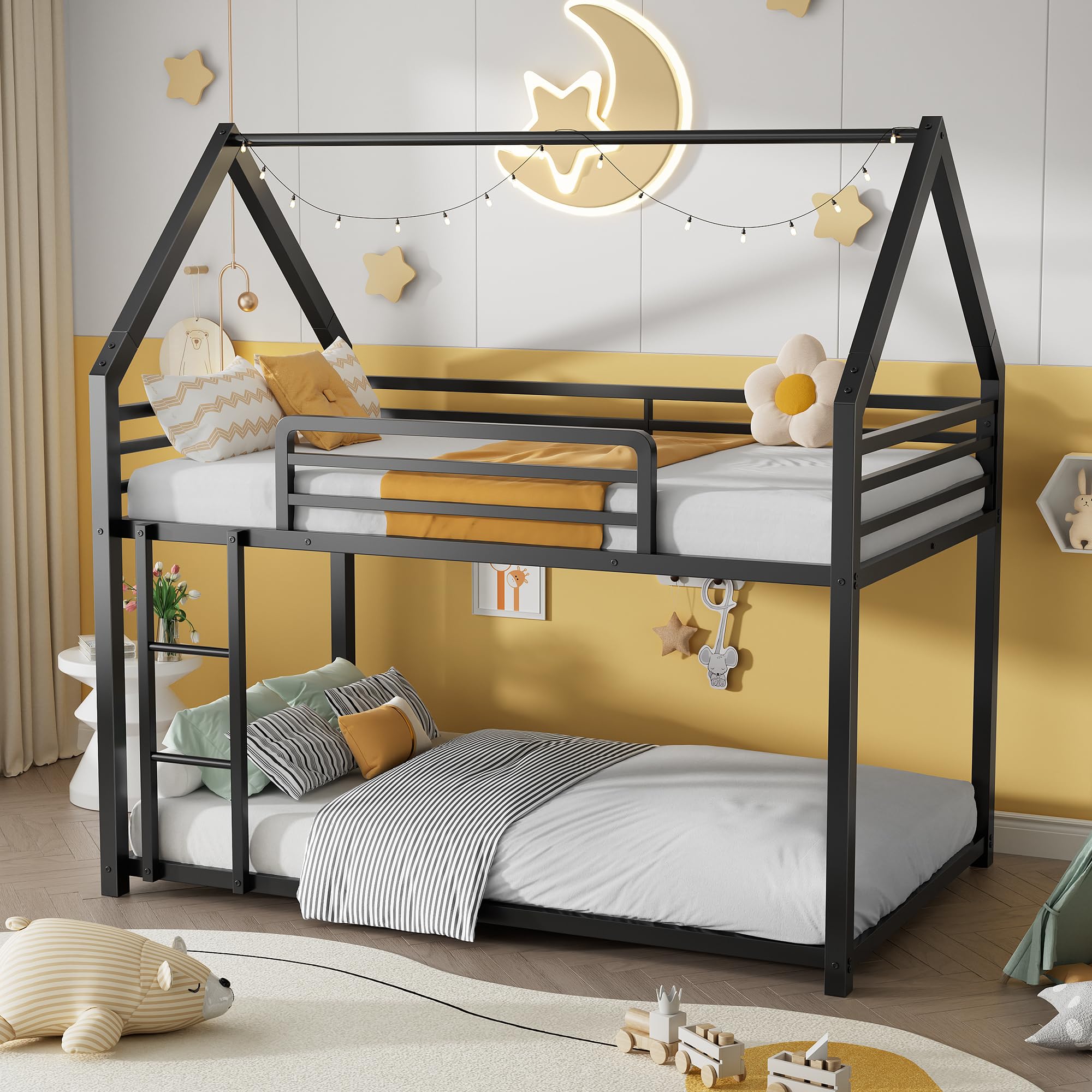 Snapklik.com : PVWIIK Full Over Full Metal Floor Bunk Bed