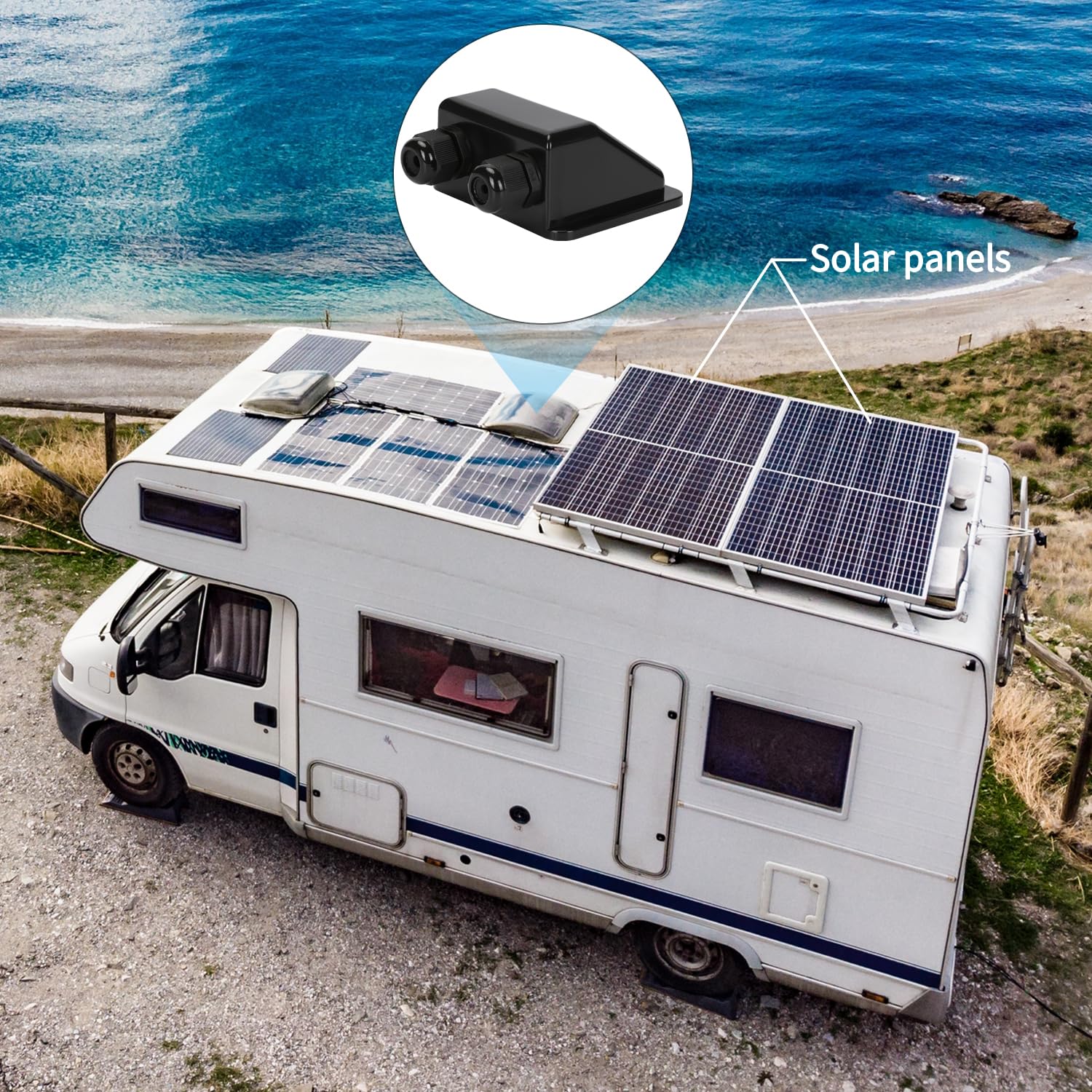 Snapklik.com : TOMSHIELE Black Low Profile Solar Double Cable Entry ...