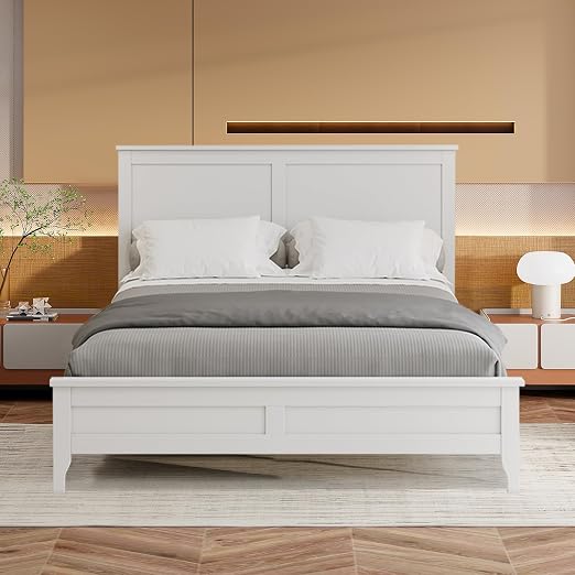 Amazon.com: Merax Full Size Platform Bed, Wooden Full Platform Bed ...
