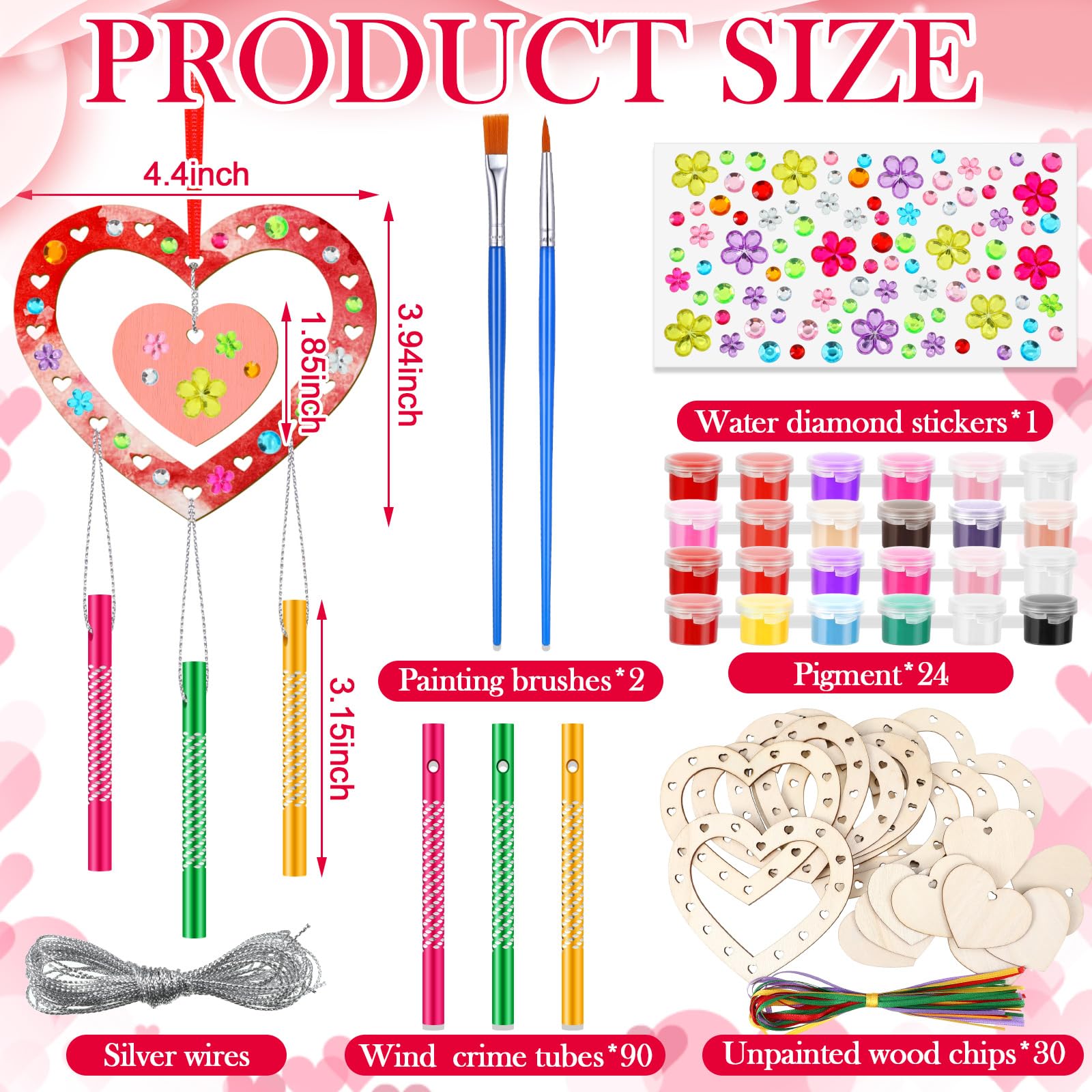 Snapklik.com : 30 Pack Valentines Day Heart Wind Chime Kit Make You Own ...