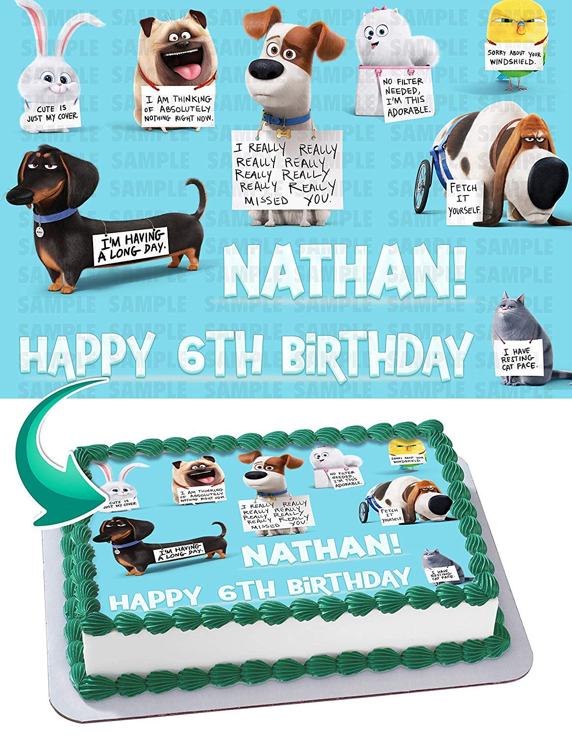 Amazon.com: Cakecery The Secret Life of Pets 2 Edible Cake Image Topper ...