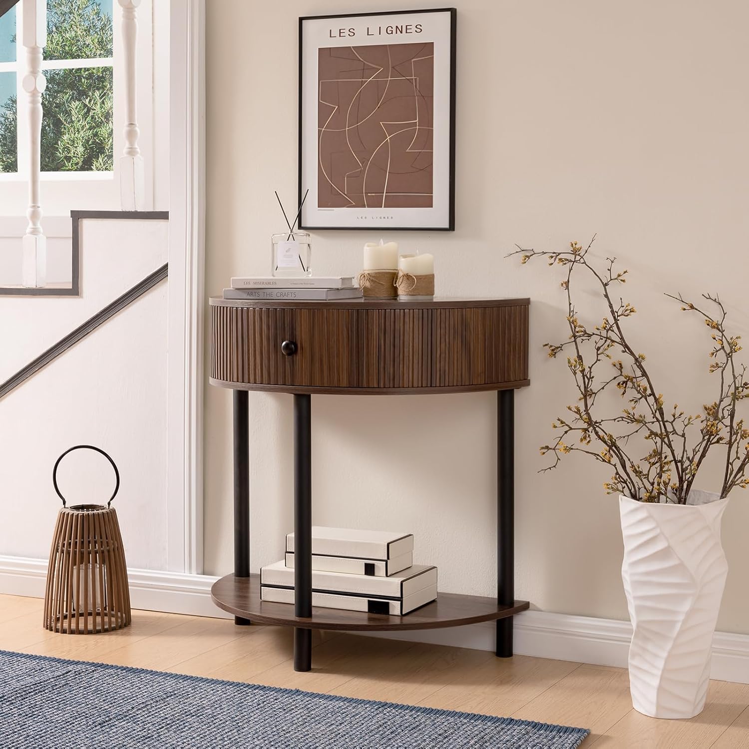 Amazon.com: Wnutrees Fluted Half Moon Console Table,Bohemia Small ...