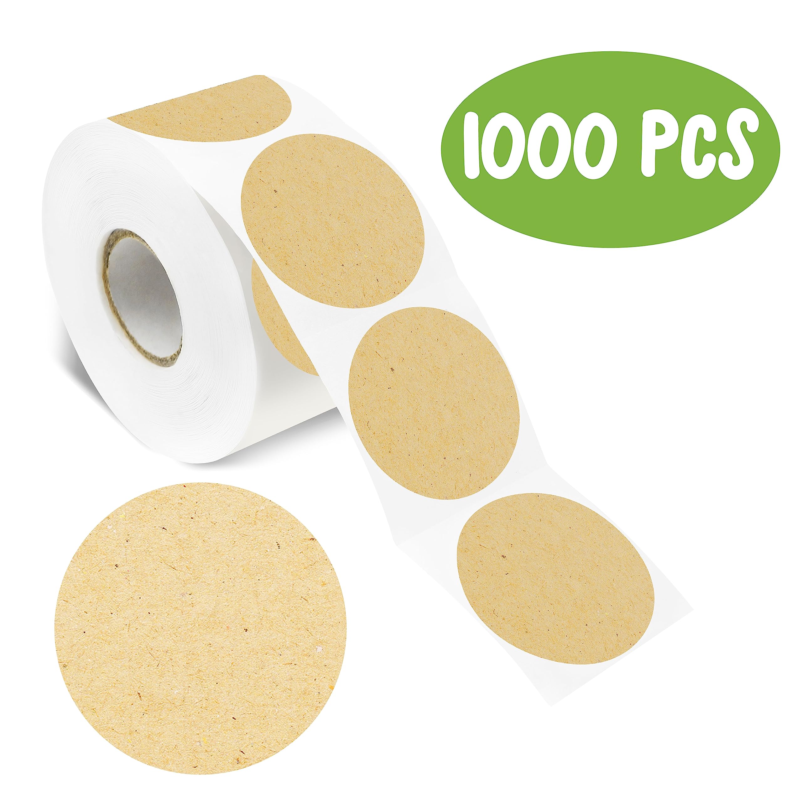 Amazon.com : 1000 Natural Brown Kraft Stickers, Round Blank Tag Labels ...