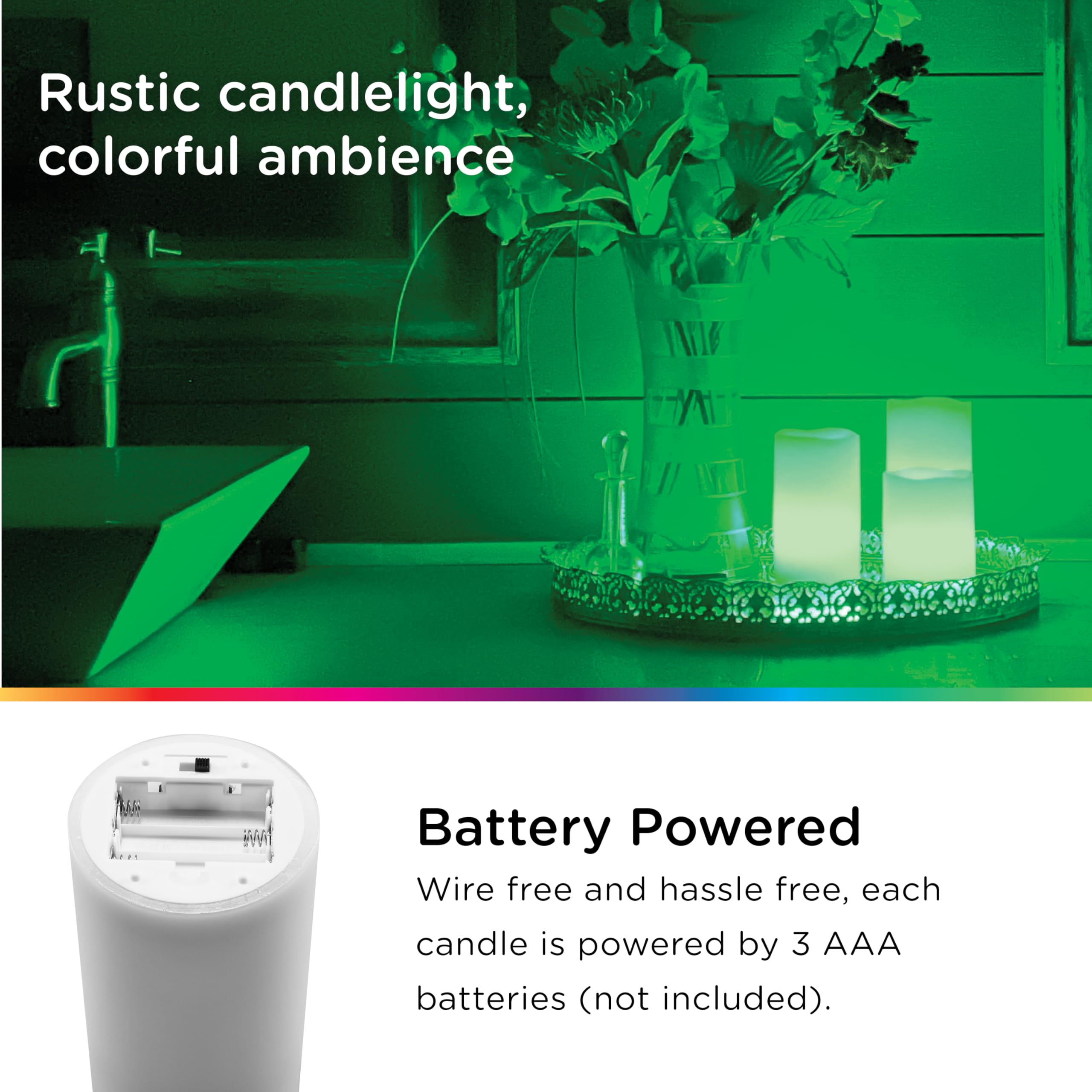 ENBRIGHTEN Basics Flameless Flickering LED Candles, Battery Operated ...