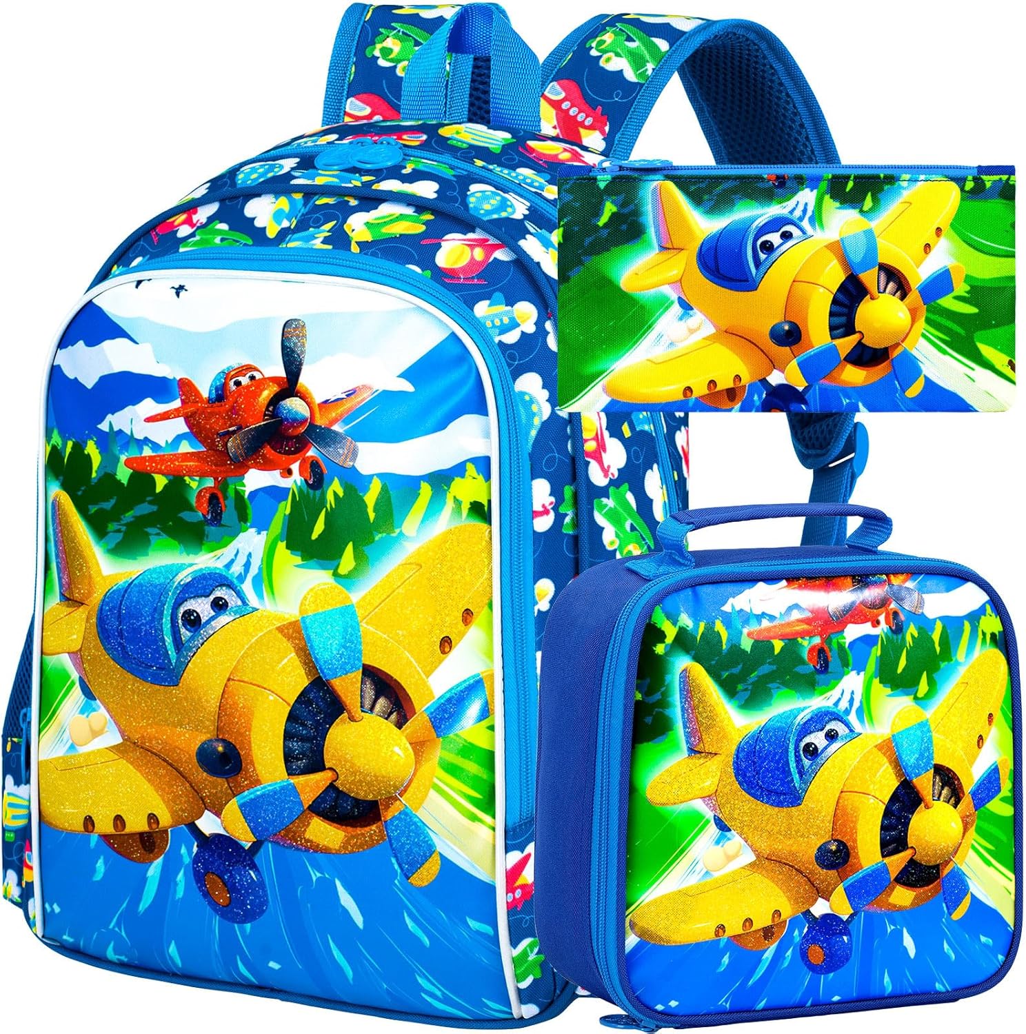 Amazon.com | TXHVO 3Pcs Airplane Backpack for Boys, 16" Kids Bookbag ...
