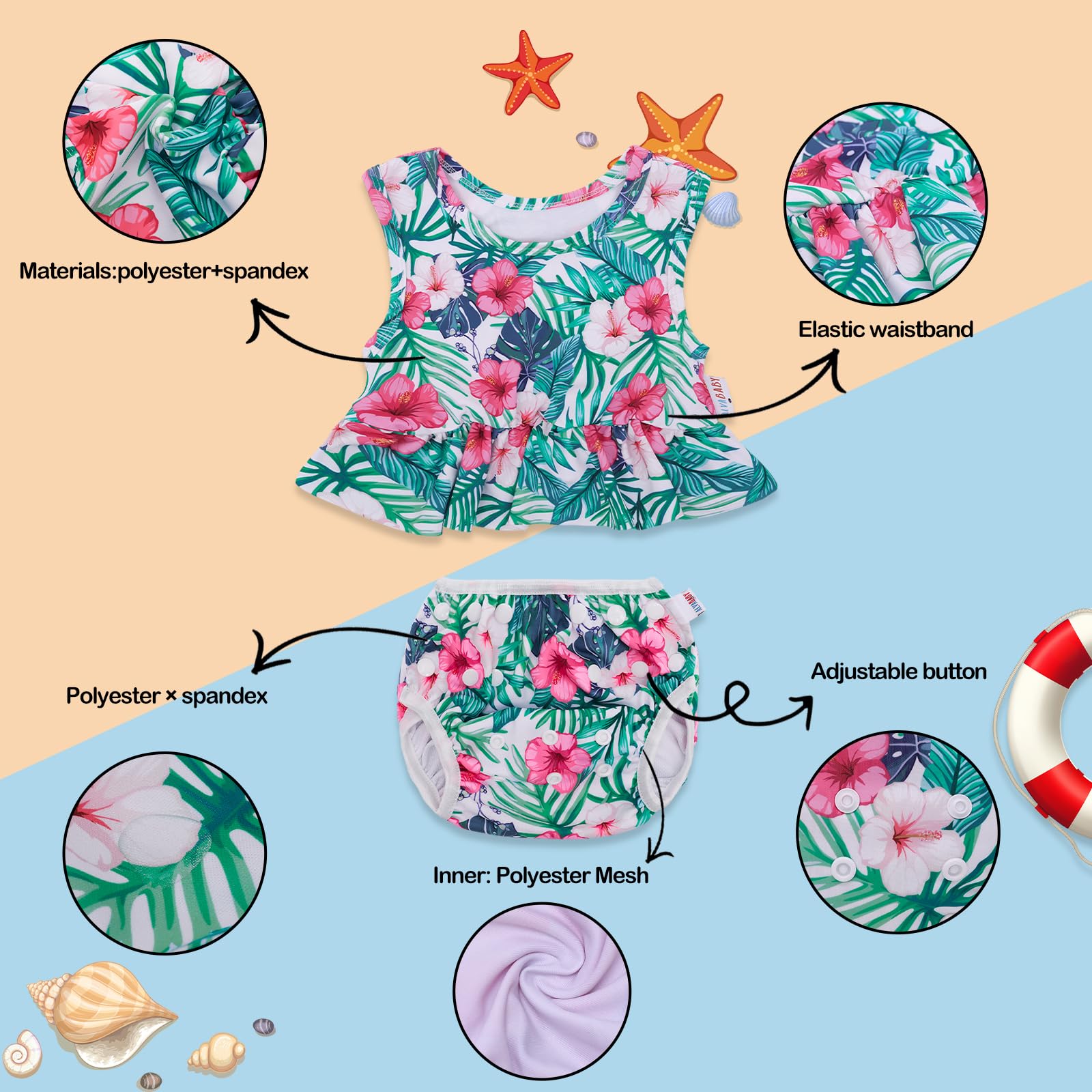 Snapklik.com : ALVABABY Hawaii Toddler Baby Girl Swimsuit,Infant ...