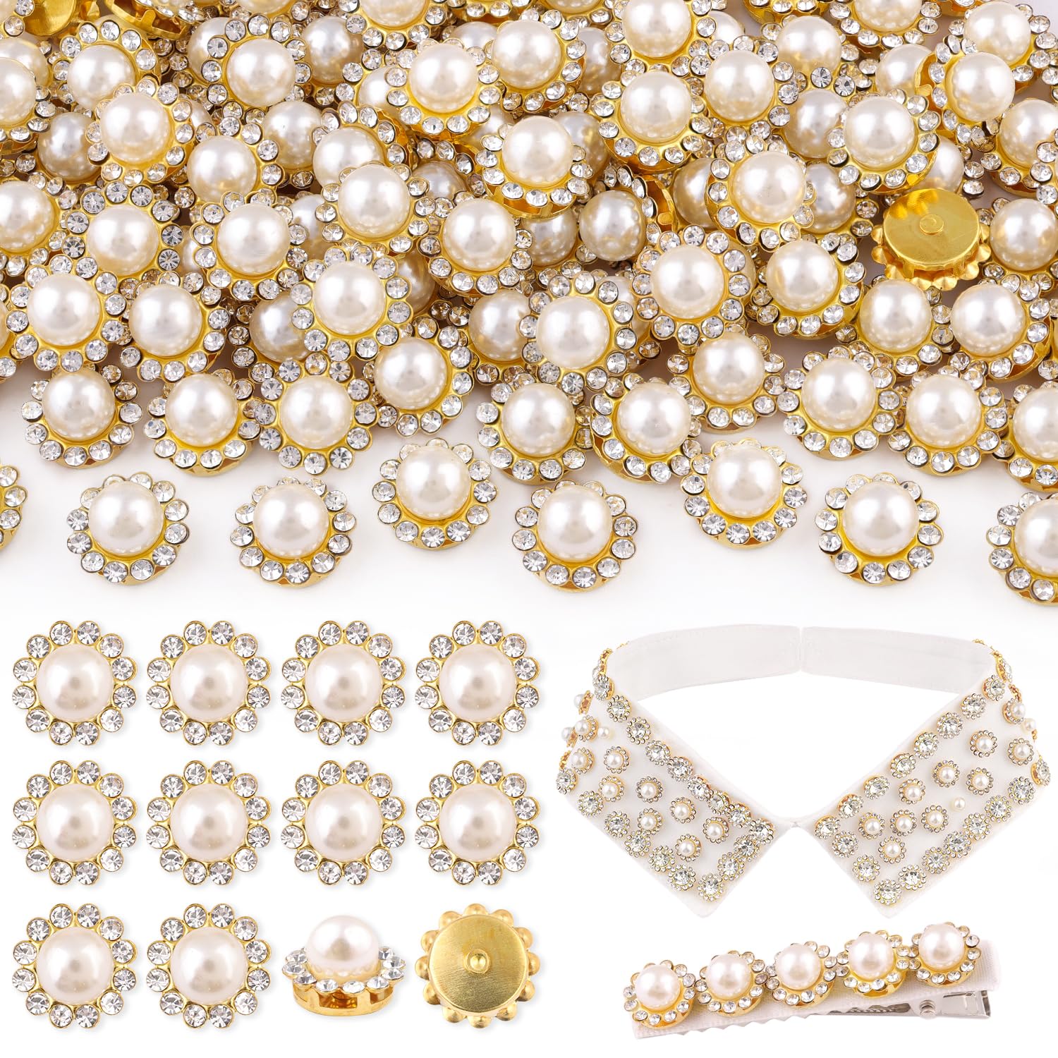 Amazon.com: 150 PCS White Pearl Sew on Rhinestones, Crystal Glass with ...