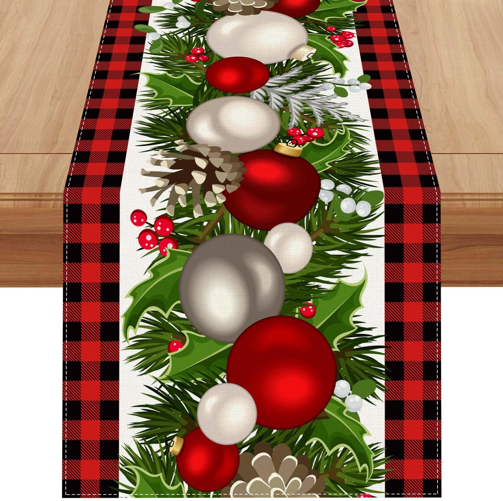 Amazon.com: Eaezerav Snowman Table Runner Christmas Table Runners Red ...
