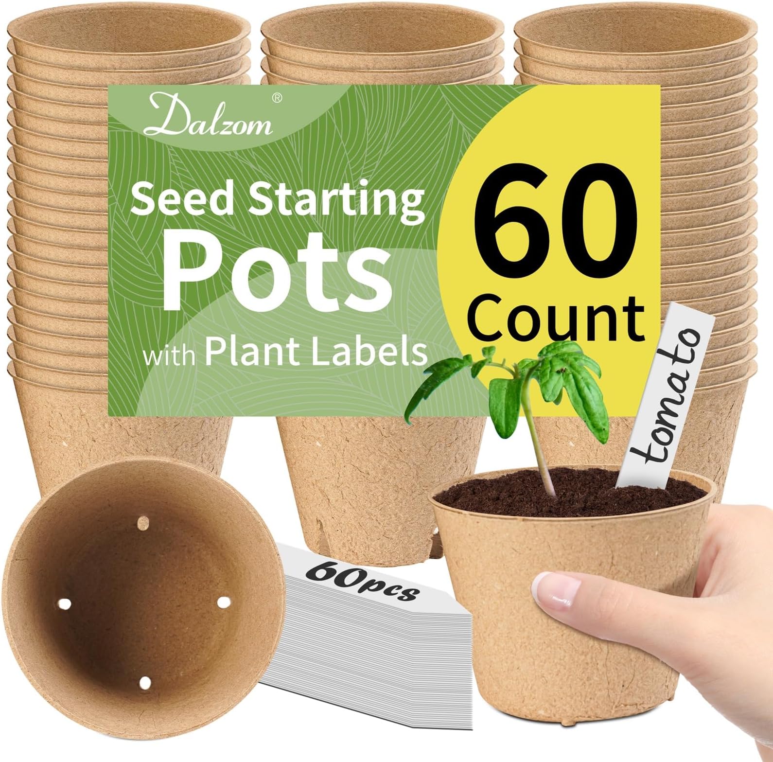 Amazon.com: ARGCONNER 4 Inch Peat Pots, 50PCS Biodegradable Plant ...