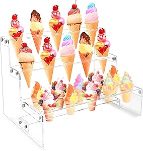 Amazon.com: LUGUNU Acrylic Ice Cream Stand, Ice Cream Cone Holder,3 ...