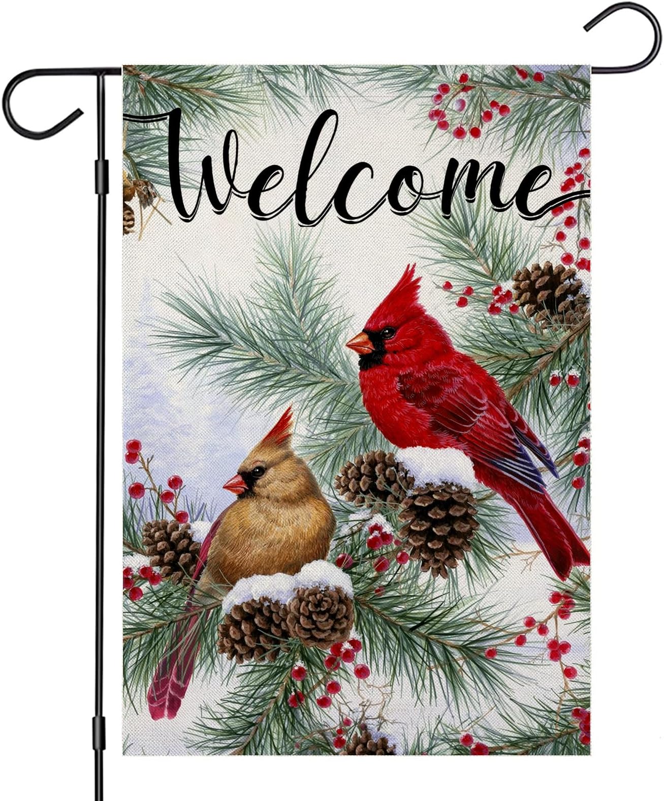 Amazon.com : Wodison Winter Garden Flag 12x18 Double Sided, Burlap ...