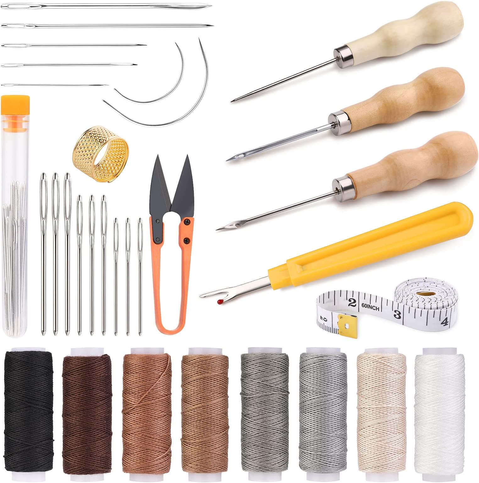 Sewing Needles Carpet Leather Canvas Repair with Leather Waxed Thread ...