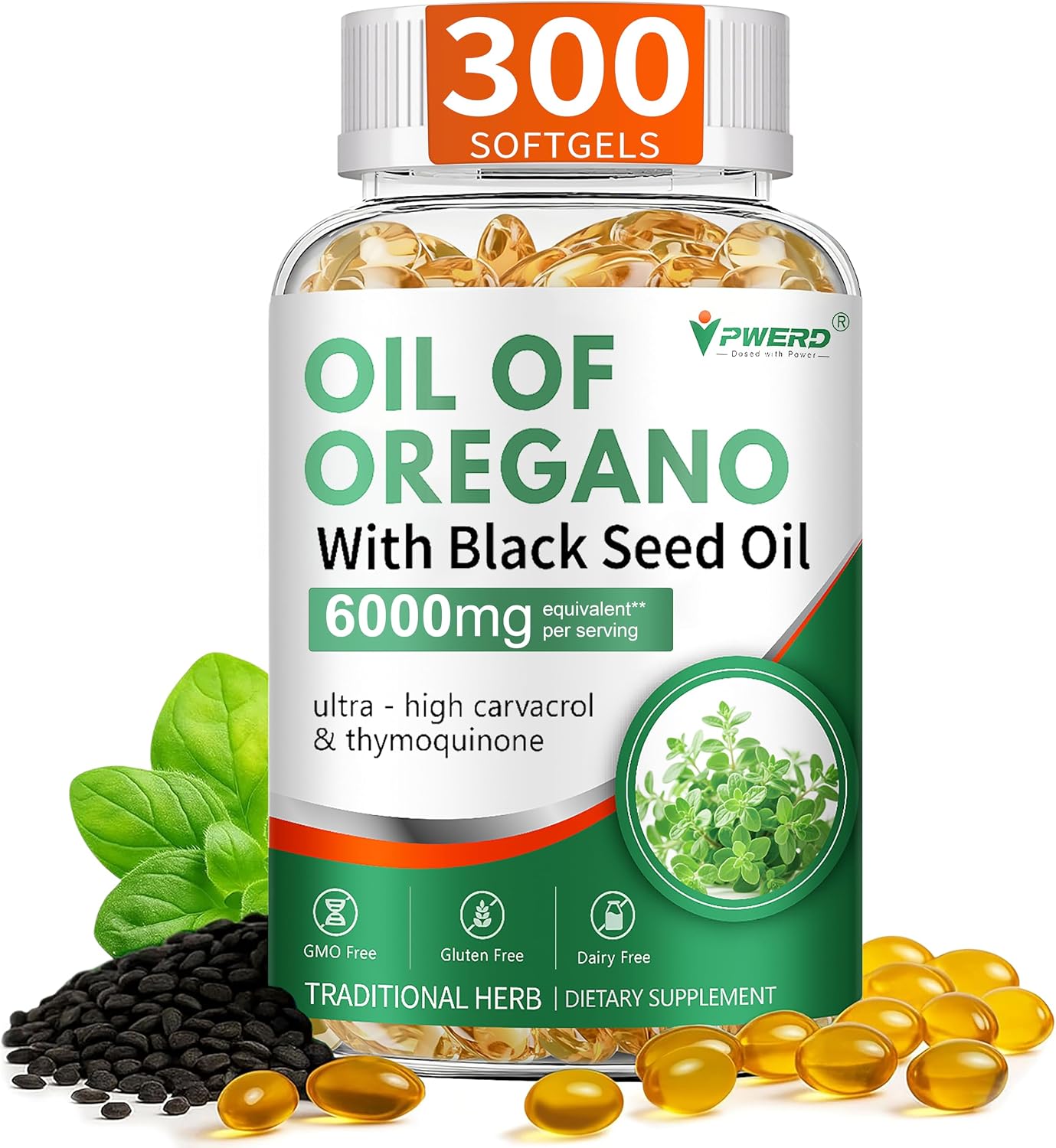 300 Softgels Wild Oregano Oil Capsules Organic Pills of Oregano ...