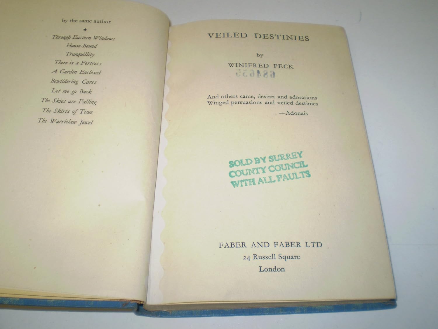 Veiled Destinies: Winifred Peck, Adonais: Amazon.com: Books