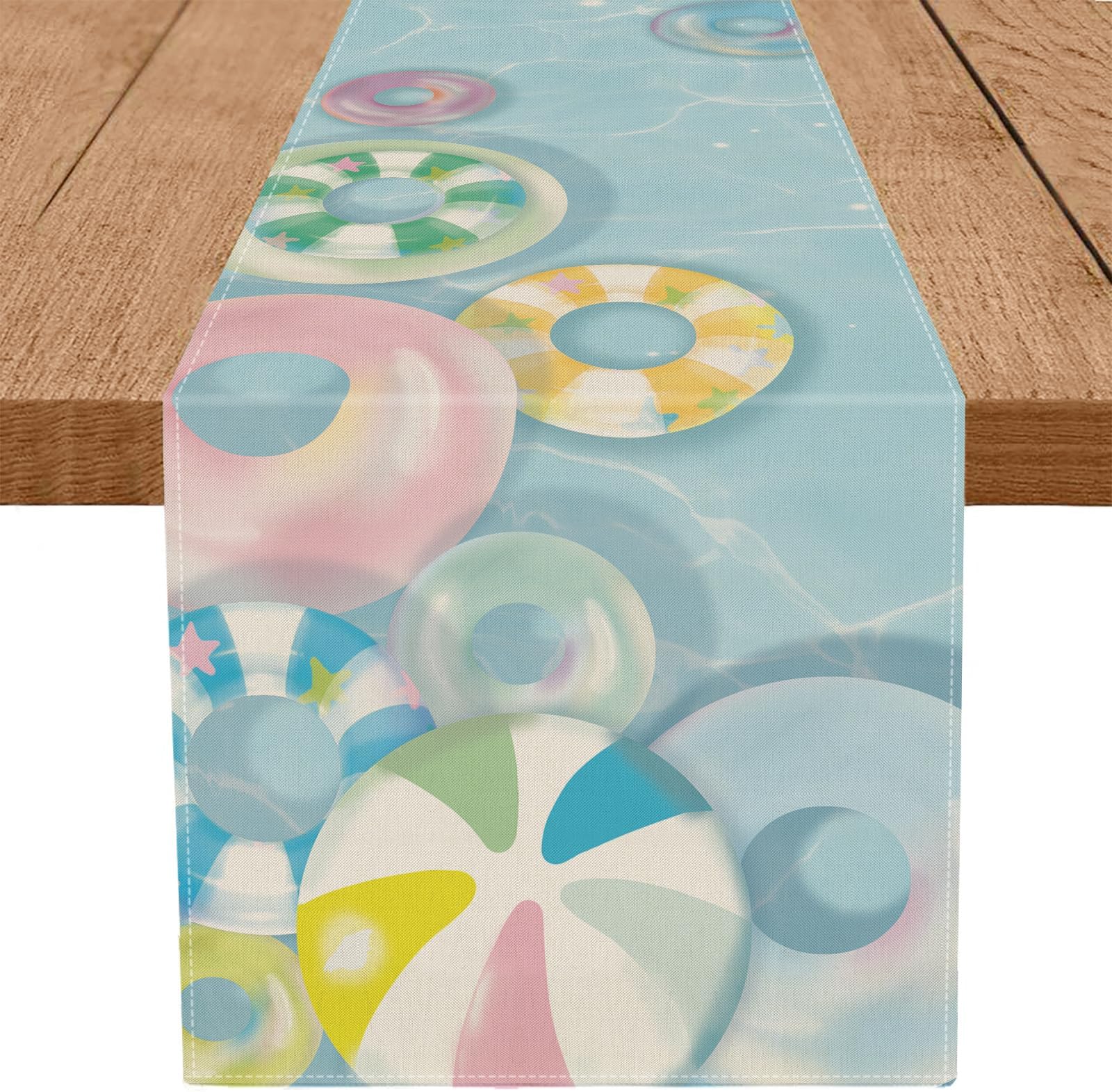 Amazon.com: GPGHE Summer Table Runner Swimming Ring Pool Blue Table ...