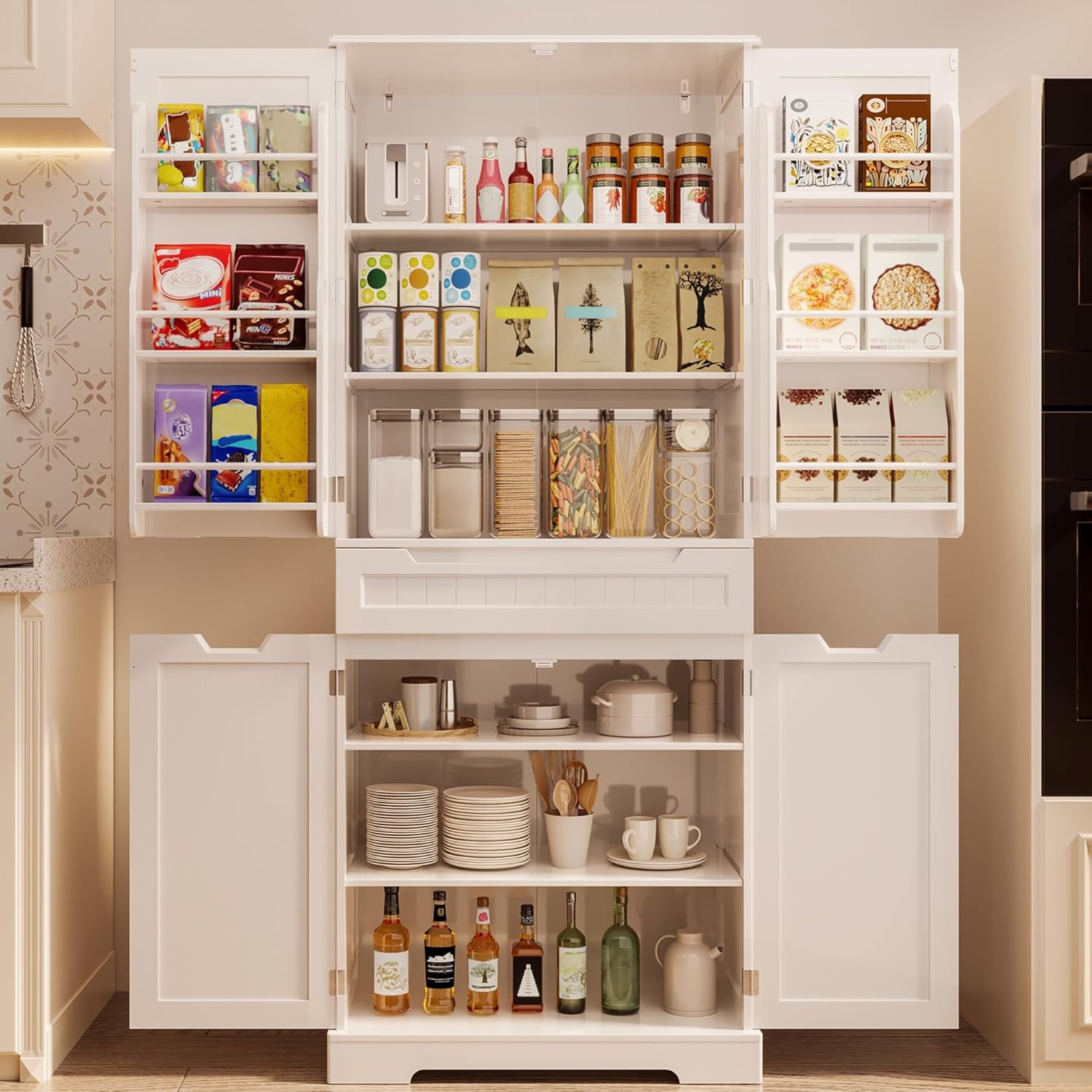 Amazon.com: Gizoon 71" Tall Kitchen Pantry Cabinet with Doors and ...