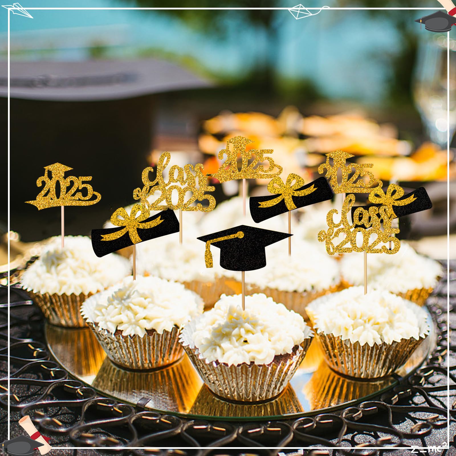 Snapklik.com : SANNIX 48Pcs Graduation Cupcake Toppers 2025, Glitter ...