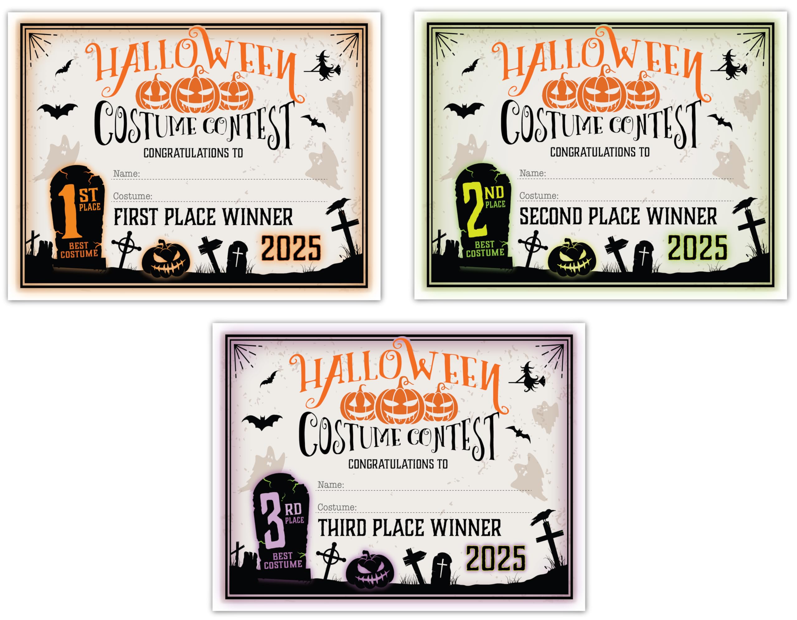Halloween Costume Contest Award Certificates Halloween Costume Awards
