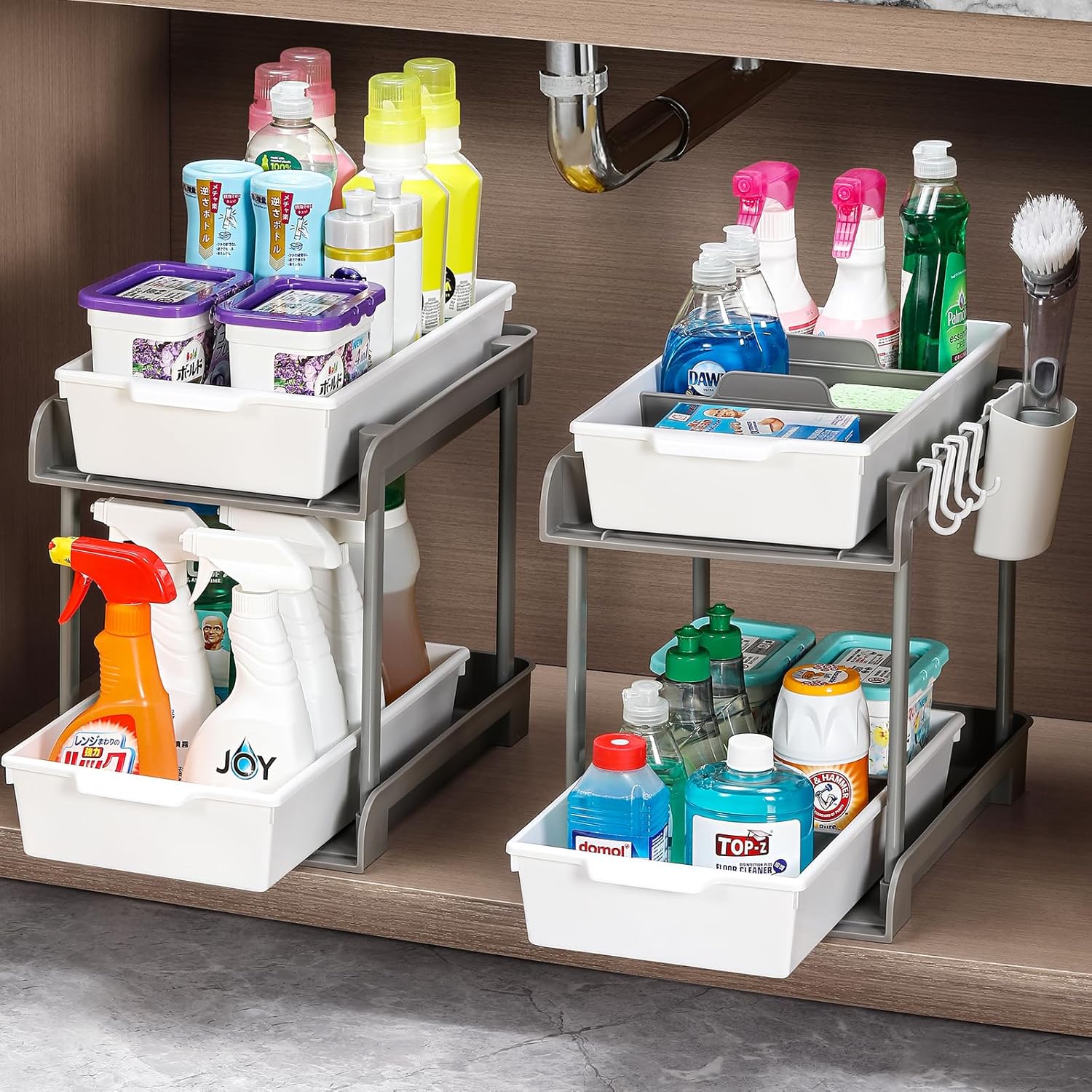 Amazon.com - 2 Set, 2 Tier Pull-Out Under Sink Organizer and Storage ...