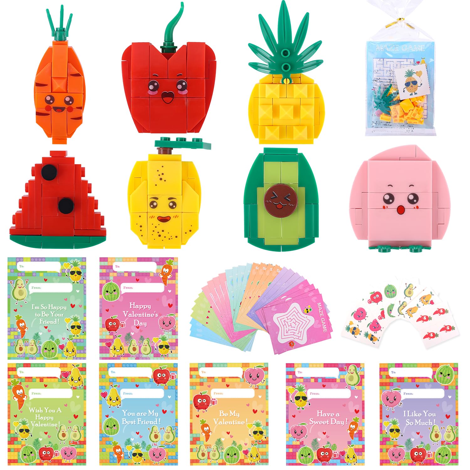 Amazon.com: Valentines Day Cards for Kids Classroom - 28 PCS Fruit ...