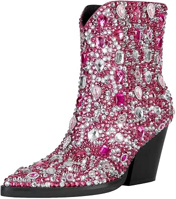 Amazon.com | Qunvngutui Women's Pointed Toe Vintage Rhinestone ...
